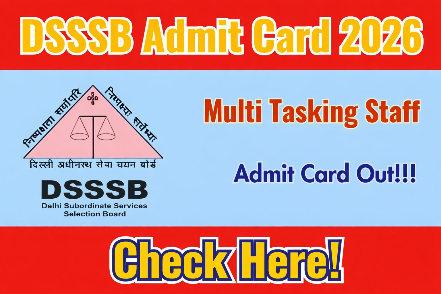 DSSSB MTS Admit Card 2026 Out – Download Link, Exam Dates